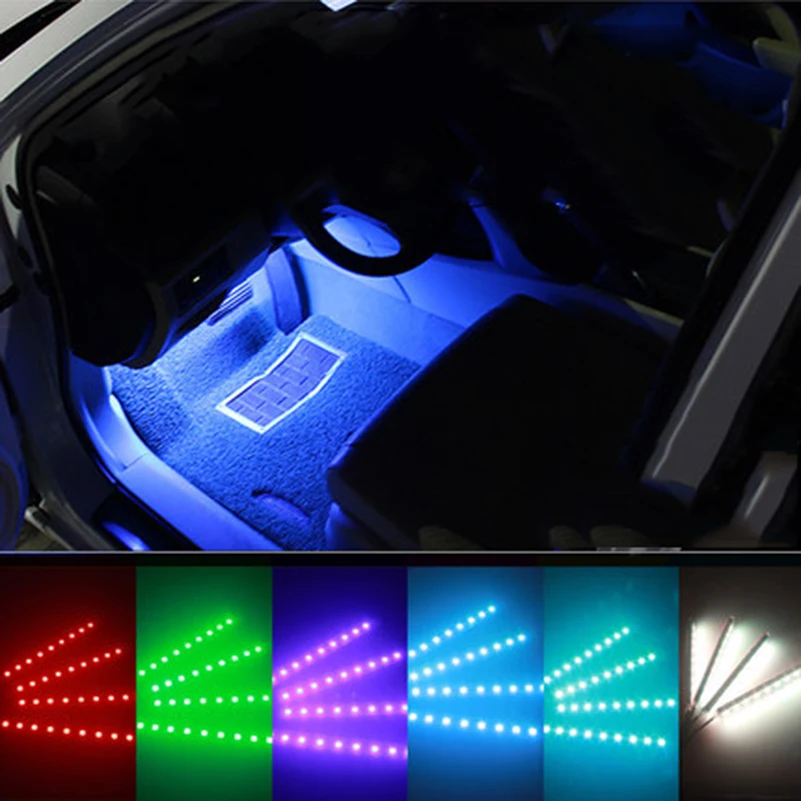 16 Colors RGB LED Strip Light Decorative Atmosphere Lamps Car Interior ...