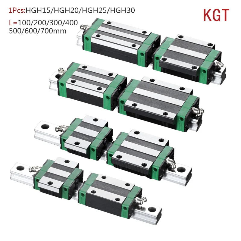 KGT HGH15 HGH20 HGH25 HGH30 L 100 200 300 400 500 600 800mm heavy linear rail slide 1pc HG15 ...