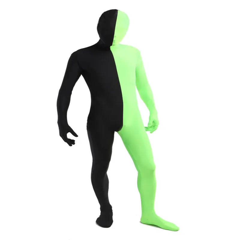 Green And Black Full Bodysuit Spandex Lycra Split Zentai Halloween ...