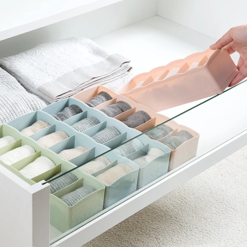 Meyjig Stackable Socks Storage Box Organizer Plastic Underwear Sock Box