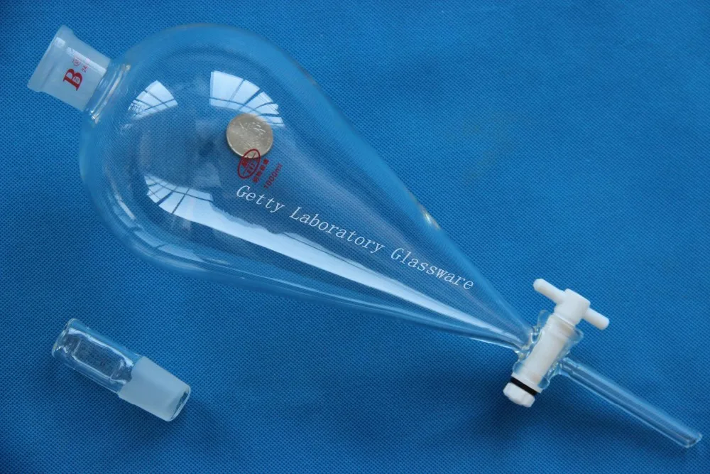 1000mL Pyriform Separatory funnel,with PTFE Stopcock,24/29 joint, Drop ...