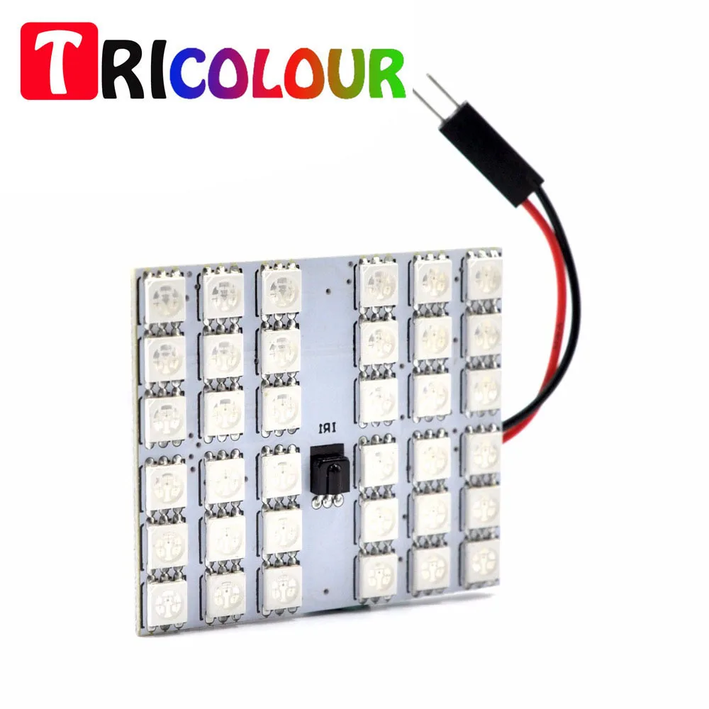 TRICOLOUR 10set T10 36 5050 LED Car RGB Panel Auto Interior Remote ...