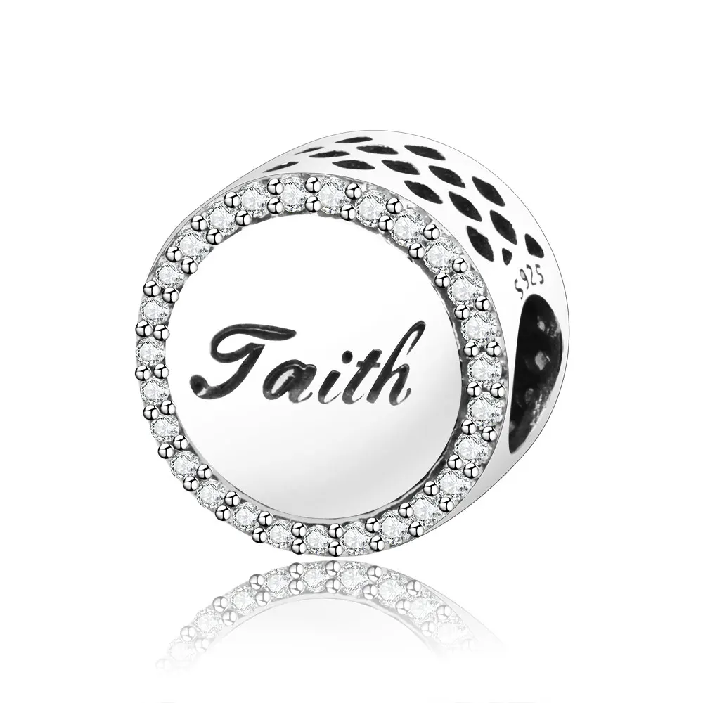 Authentic 925 Sterling Silver Faith Cross With Crystal Beads Charm Fit ... Authentic 925 Sterling Silver Faith Cross With Crystal Beads Charm Fit ...