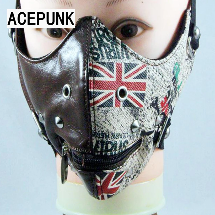 Fashion Motorcycle Punk Rock Face Mask Hip Hop Halloween Party Leather ...