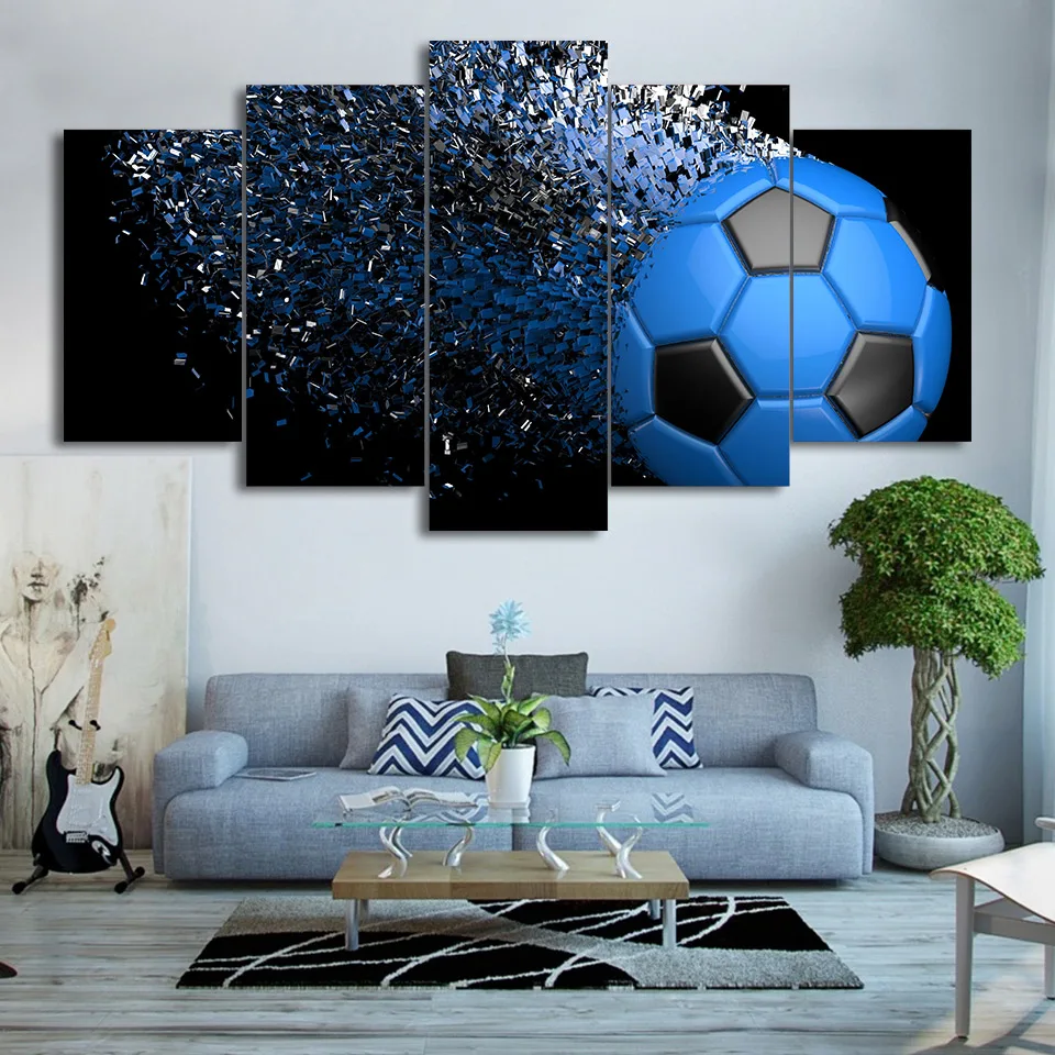 5 Pieces HD Printed Canvas painting Art Football Fragmentation Painting ...
