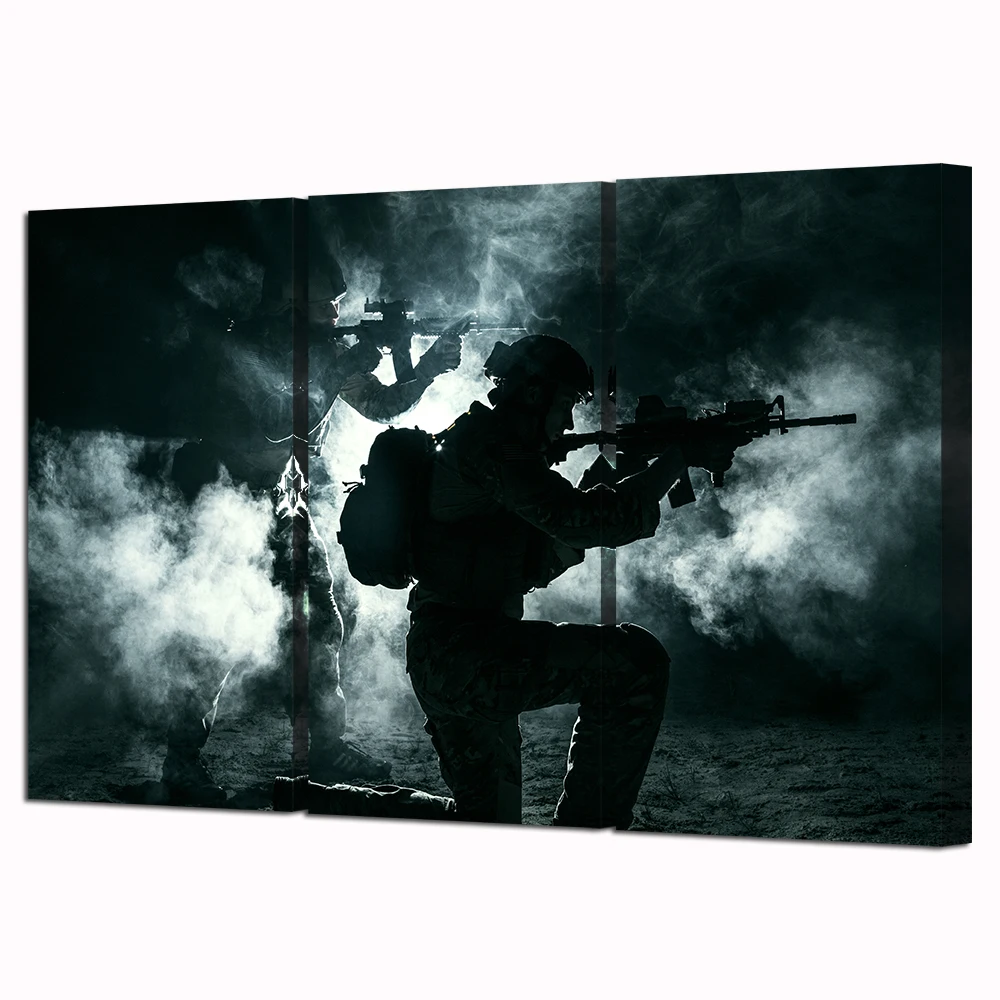 3 Panel Military Wall Art Canvas Giclee Print American Soldiers ...