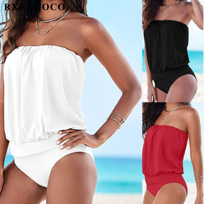 Buy Rxrxcoco Sexy Backless Swimsuit Women Solid Two