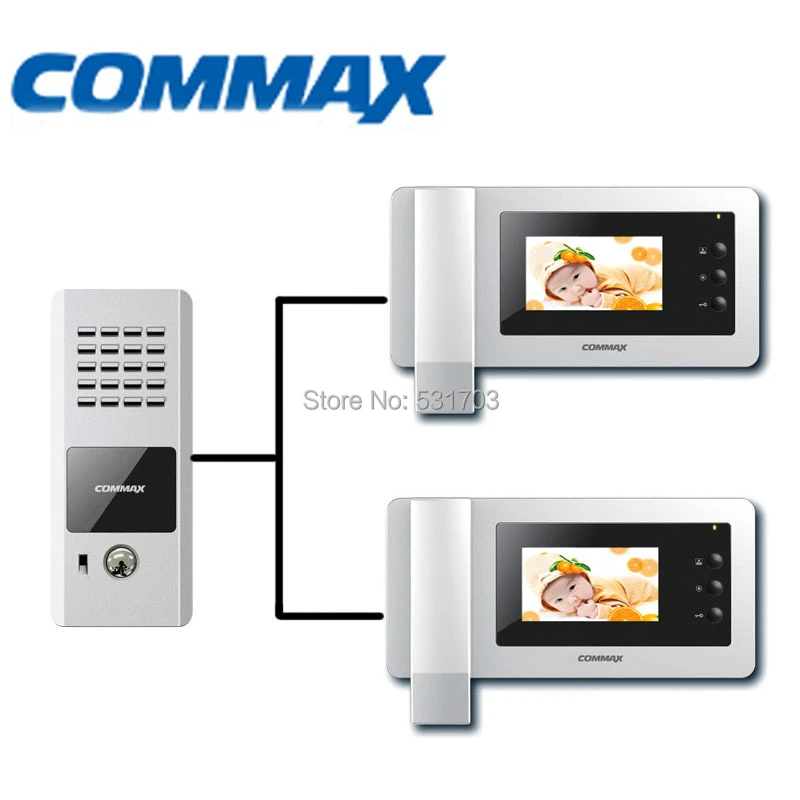 2pcs Cdv-43n Video Doorphone Intercom Monitor With 1 Outdoor Panel Commax 4.3" Color Video Door ...