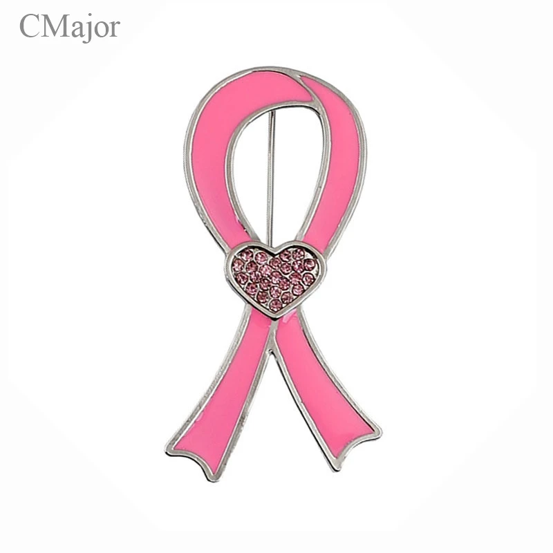 Cmajor Rhinestone Pink Ribbon Pin Badge Brooch For Women Breast Cancer ...