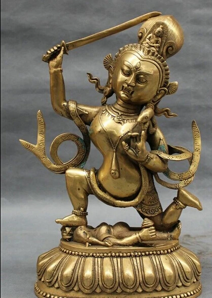 ymying 1028++++12" Tibet Brass Buddhism Vajra Snake Head Kwan Yin ...