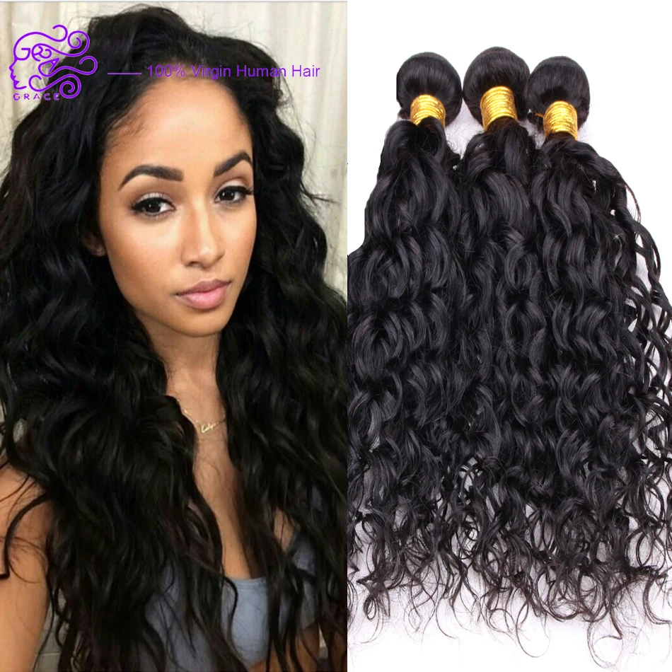 Brazilian Virgin Hair Water Wave Brazilian Hair Weave Bundles Wet And ...