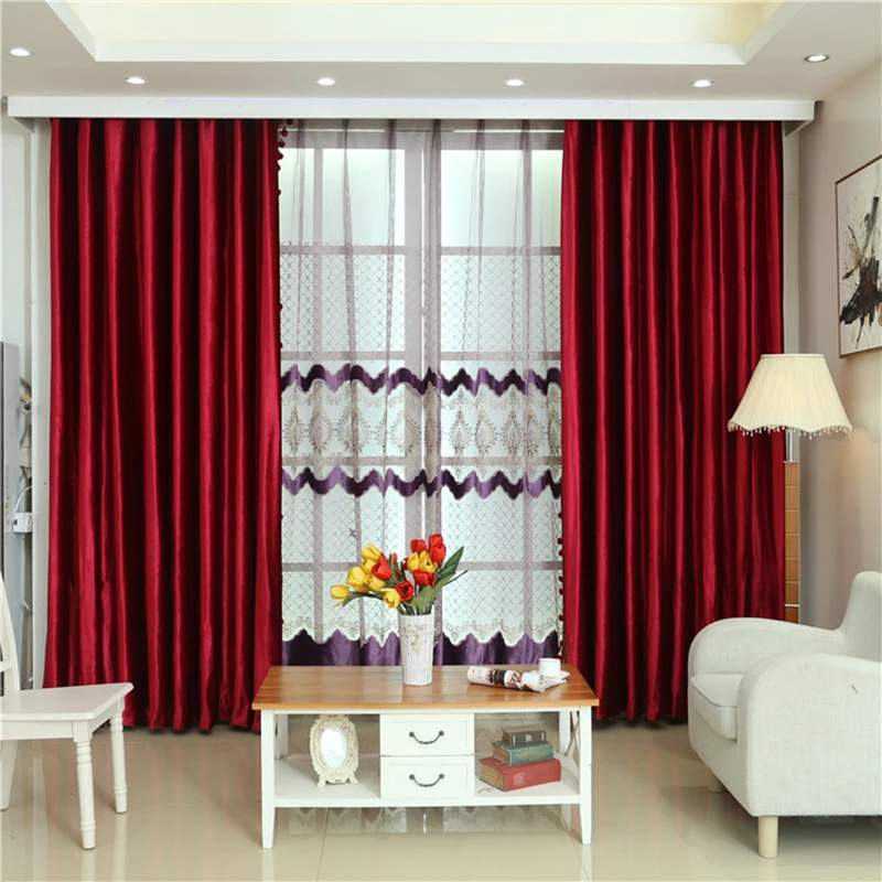 American Style Burgundy Curtains for Living Room Stage Italian Velvet ...