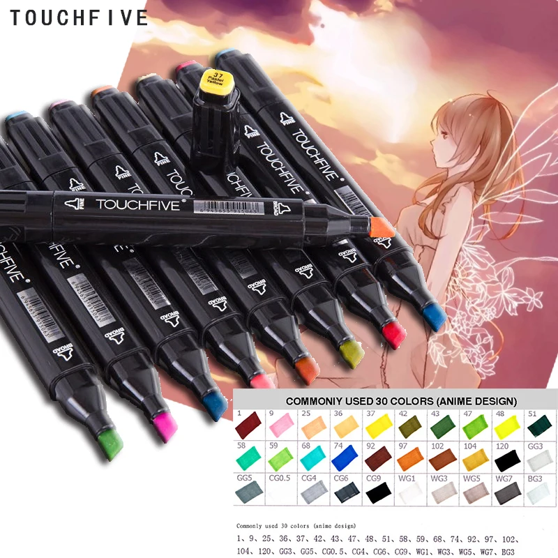 TOUCHFIVE 30Color Art Markers Set Dual Headed Artist Sketch Oily ...