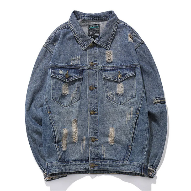 MORUANCLE Fashion Men's Hi Street Ripped Denim Jacket With Shoulder ...