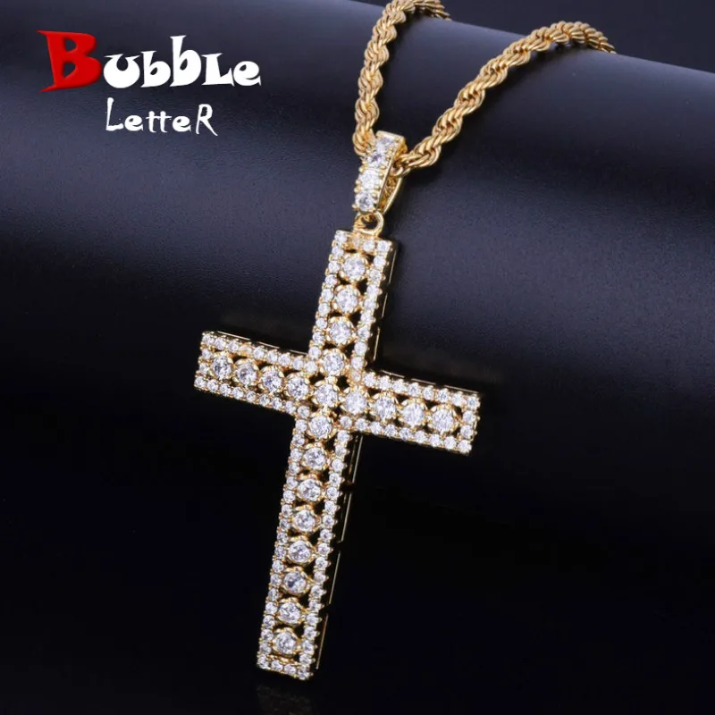 Kreuz Anhänger Gold Farbe Kupfer Material Bling Zirkon Männer Frauen Hip Hop Schmuck|hip hop ...