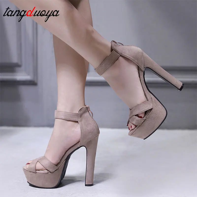 Gladiator-Buckle-Strap-Woman-Sandals-Party-String-Square-heel-Shoes ...