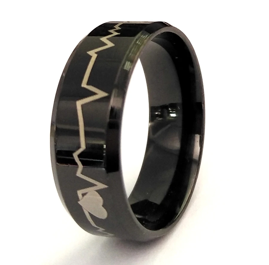 36pcs Heart Beat Rings For Men and Women Electrocardiogram Stainless ...