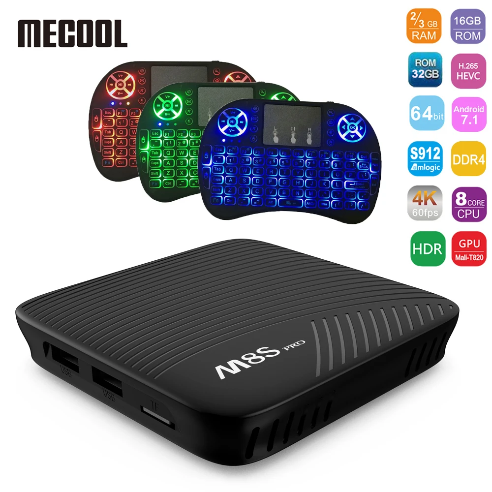 MECOOL M8S PRO Android 7,1 Smart tv Box 2 ГБ/3 ГБ ОЗУ 16 Гб ПЗУ Amlogic ...