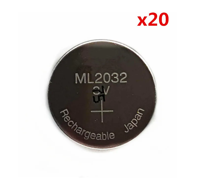 20PCS/LOT New Original ML2032 3V Rechargeable lithium battery button ...