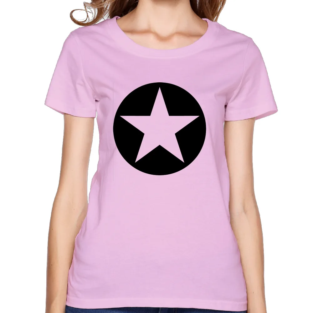 Star Customized Cotton Print O Neck Short Sleeve Pink Tshirts Lady ...