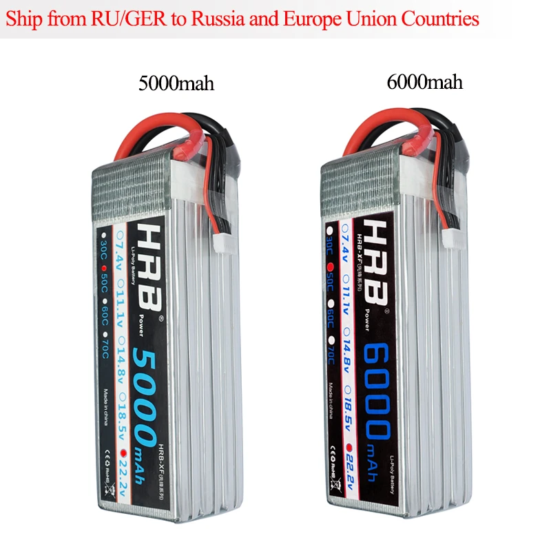 Hrb Rc Lipo 6s Battery 22.2v 5000mah 6000mah 50c Max 100c Akku For Remote Control Car Quadcopter ...