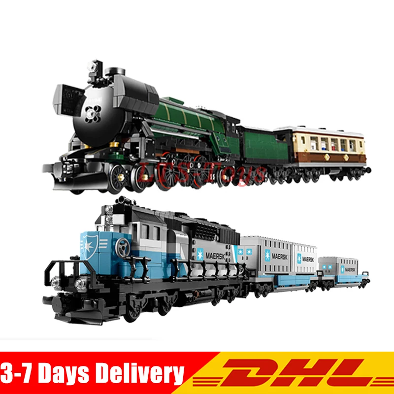 LEPIN 21005 Emerald Night Train+21006 Maersk Train Technic Series Model ...