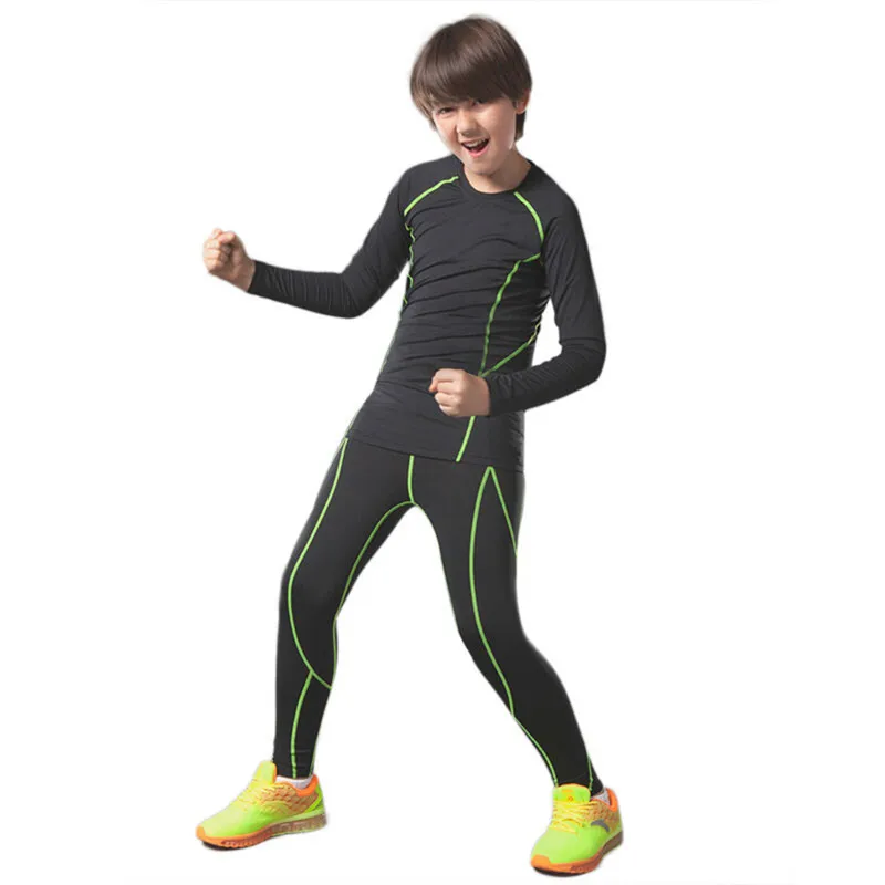 Kids Compression Running Suits boys Flexible Sport Fitness Children ...