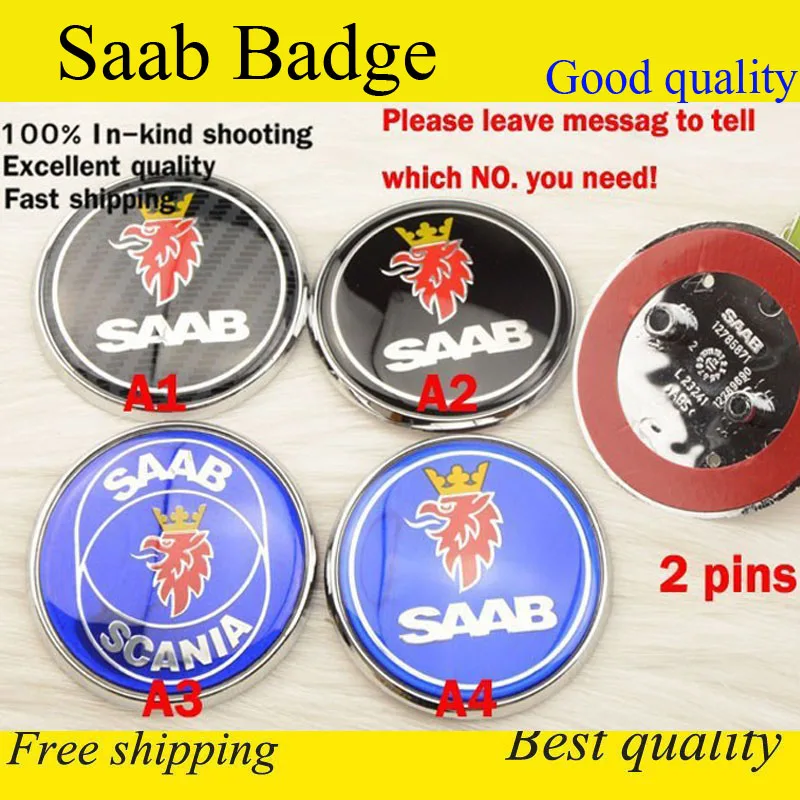 68mm SAAB logo car front hood bonnet emblem rear badge sticker 93 95 ...