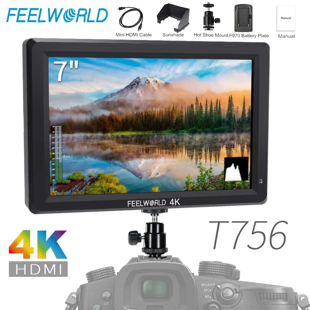 Feelworld T756 7 Inch IPS On Camera Field Monitor DSLR 4K HDMI Full HD ...
