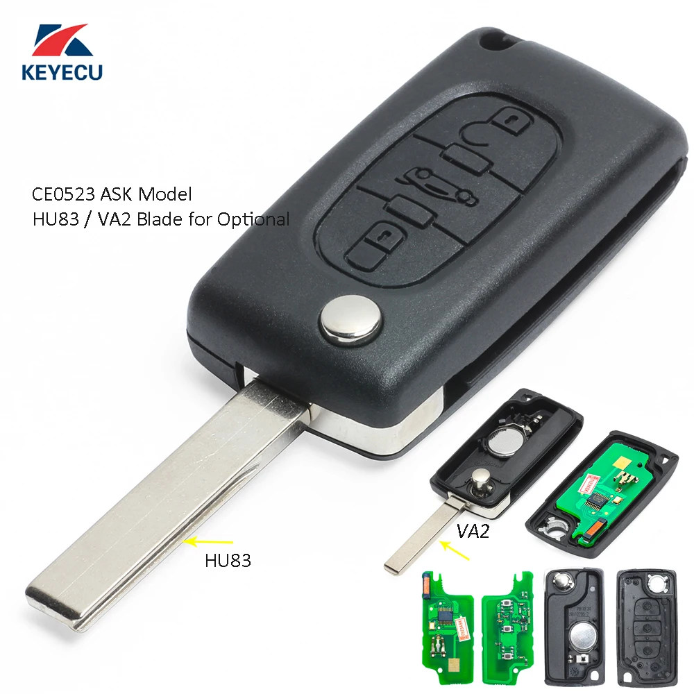 KEYECU llave de coche remota de repuesto, mando a distancia con 3 ...