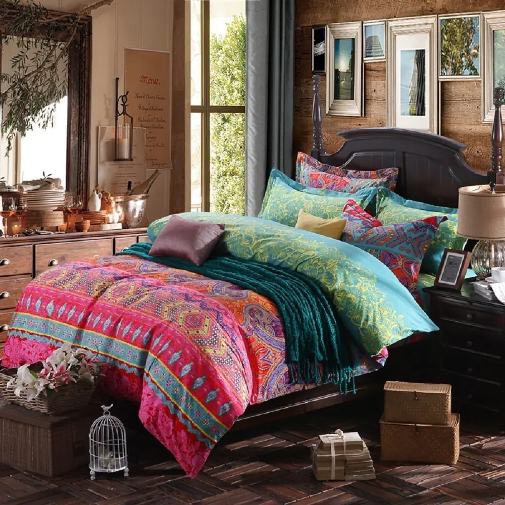 WINLIFE 3Pcs Colorful Boho Bedding Set Bohemian Duvet Covers-in Bedding ...