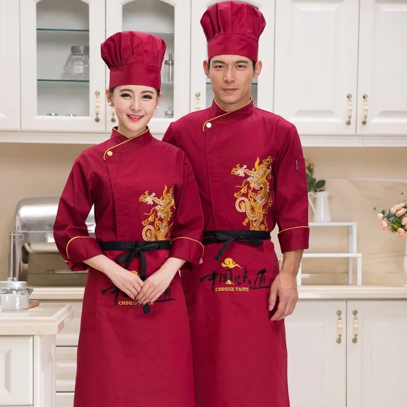 New-Chef-s-Long-Sleeve-Fashion-Cooker-s-Outfit-Hotel-Restaurant-Waiter ...