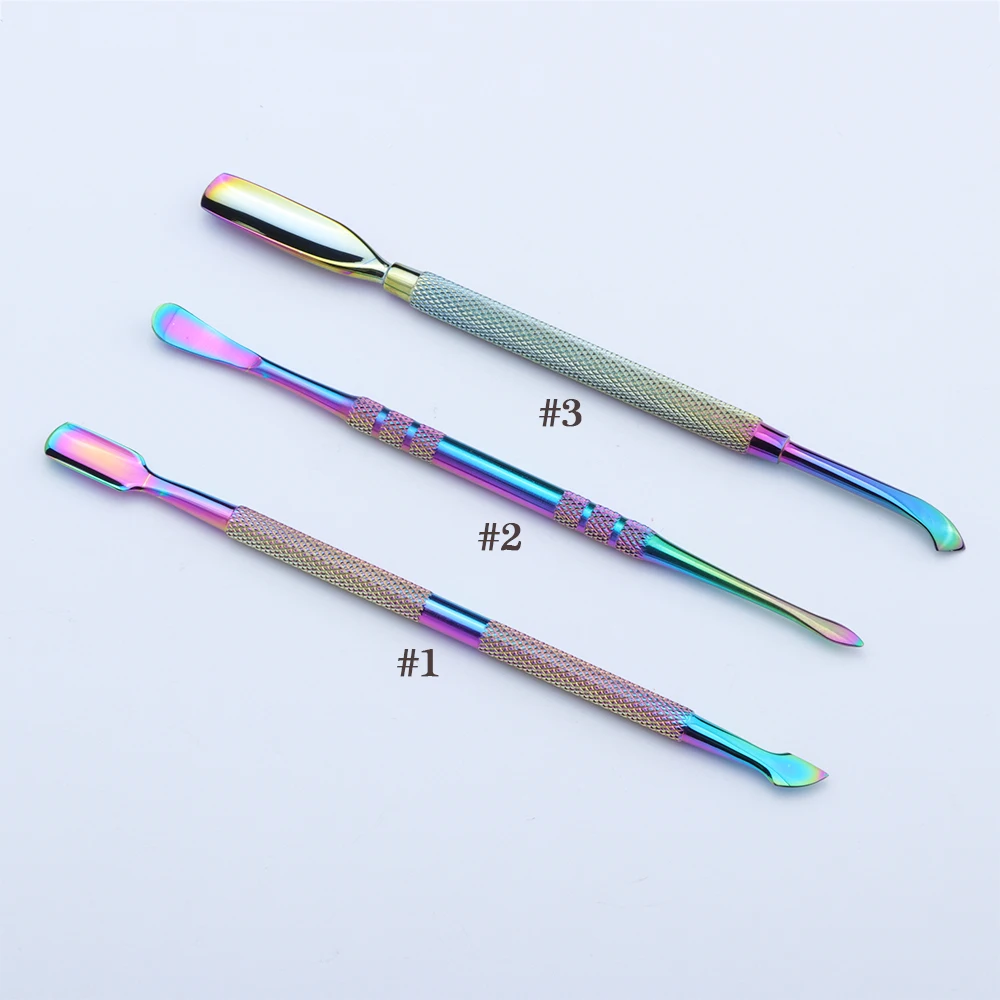 1Pcs Chameleon Rainbow Double Sided Nail Cuticle Pusher Clipper Nipper ...