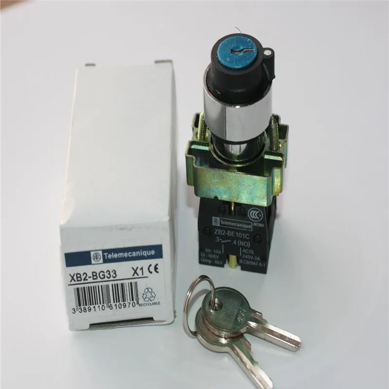10 pçs/lote xb2 bg33 xb2 bg33 3 posição chave operado seletor botão ...