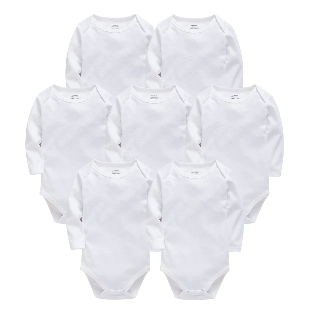 Solid White Baby Clothes Long Sleeve Cotton Baby Girls Boys Bodysuit ...
