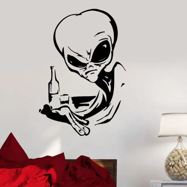 Vinyl Wall Decal Alien UFO Witty Decor Removable Kids Room Wall ...
