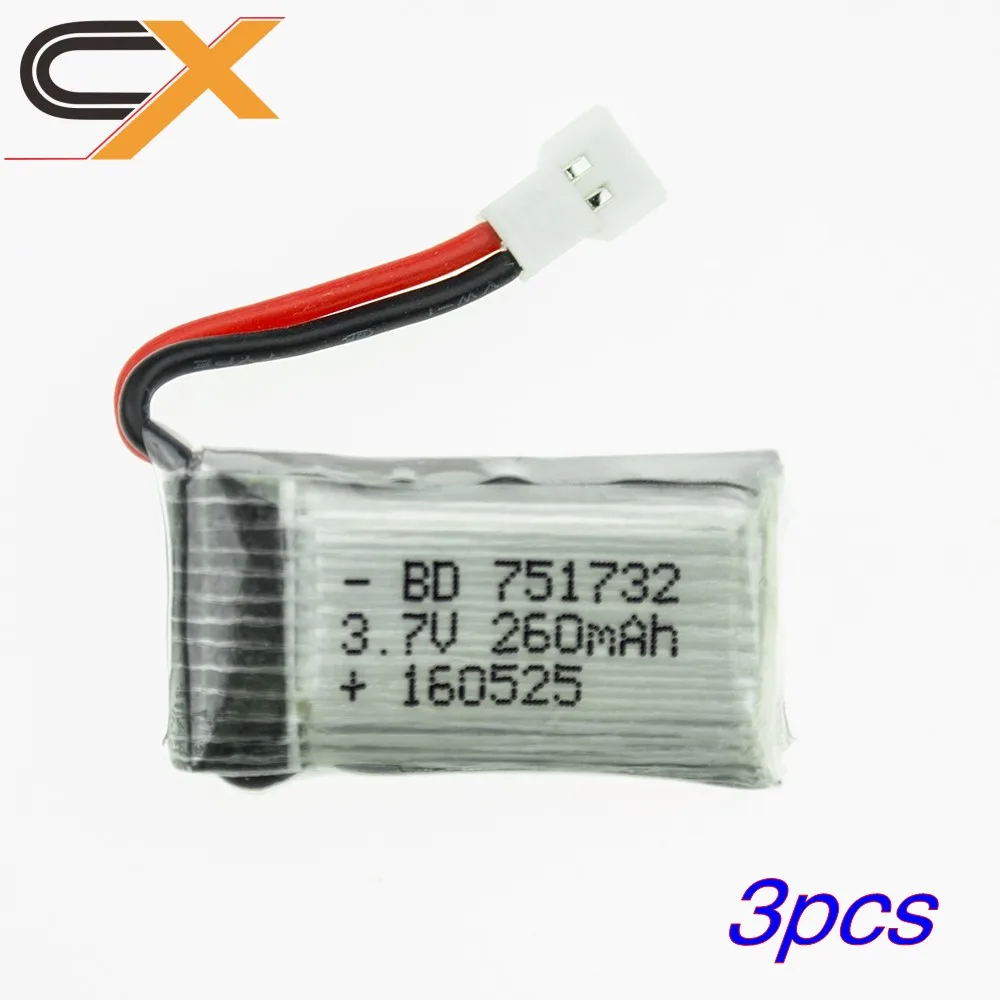 3pcs 3.7V 260mAh Li po Batteries battery for JJRC H8 Mini Eachine H8 ...