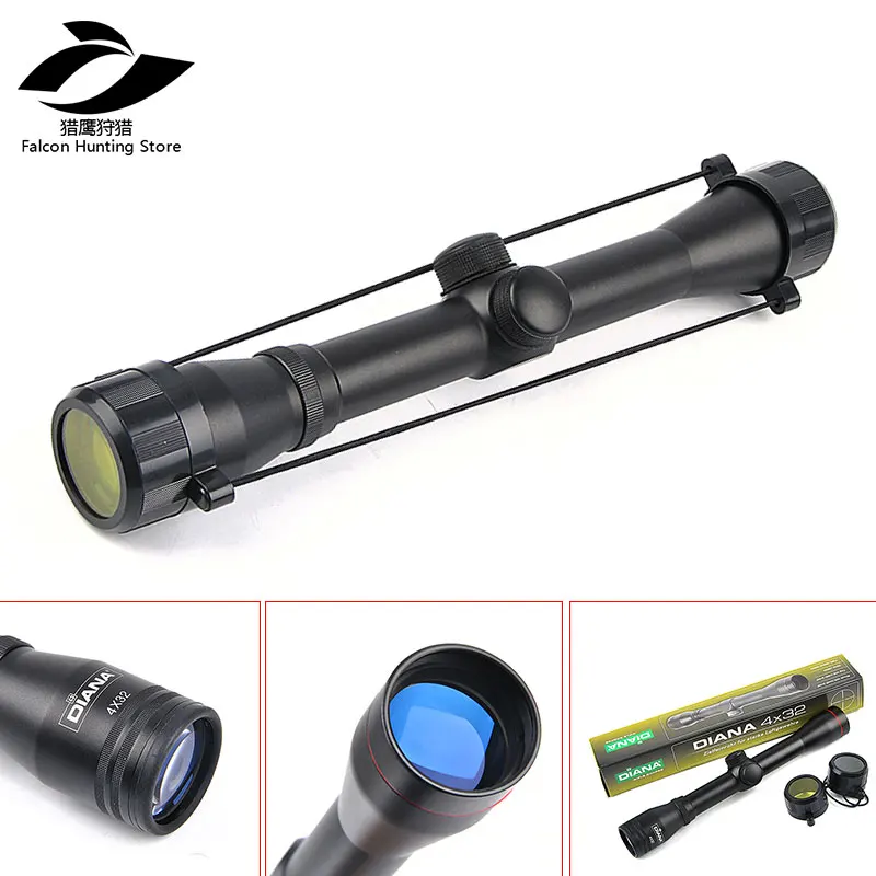 Rifle Scope 4x32 Tactical Riflescope One Tube Glass Double Crosshair ...