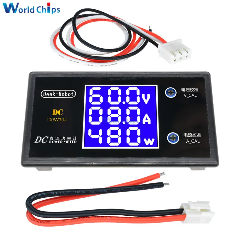 DC 0 100V 10A 1000W LCD Digital Voltmeter Ammeter Wattmeter Voltage ...