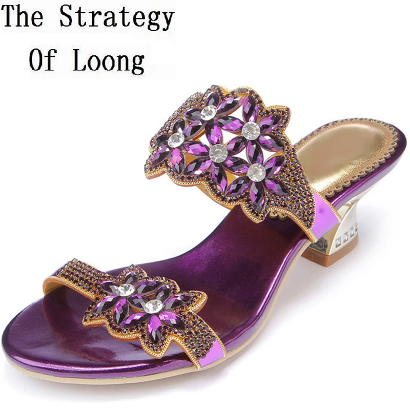 High Heel Open The Toe Cut Out Women Crystal Slippers Lady Fashion Sexy