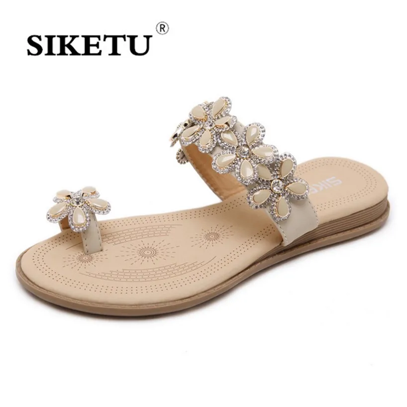 2017 Seaside Slippers Women Beach Shoes Outdoor Flat With Solid Flip ...