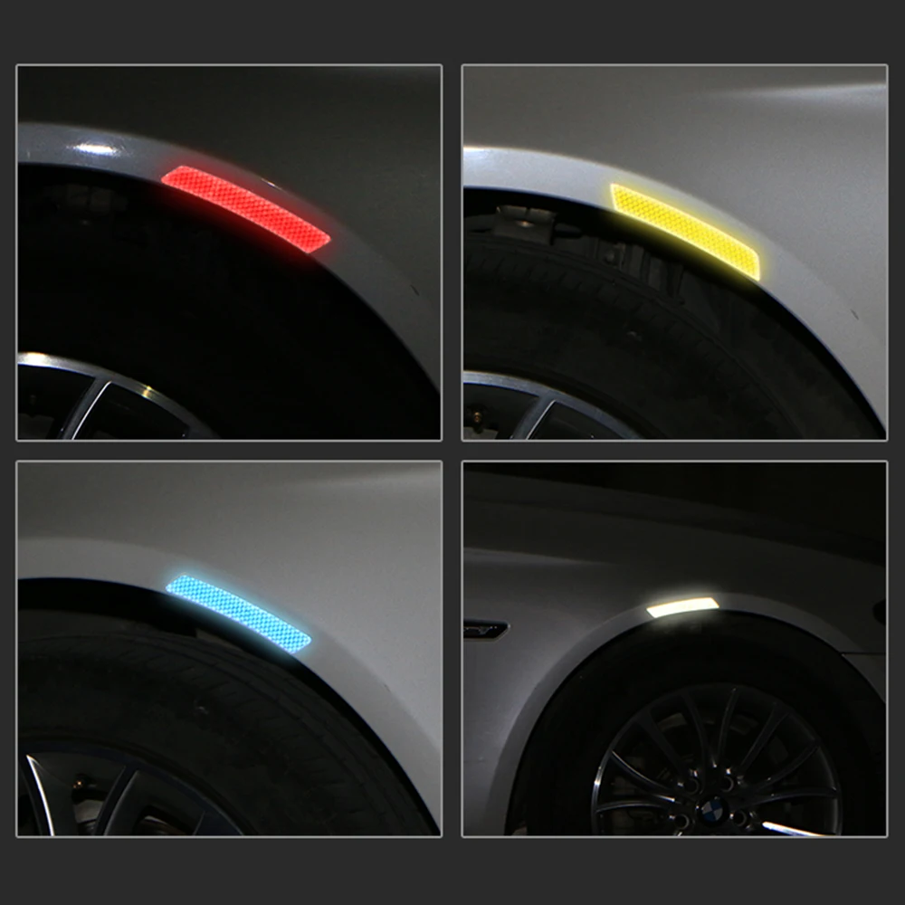 Universal 2PCS Outdoor Car Wheel Trims Reflective Warning Sticker ...