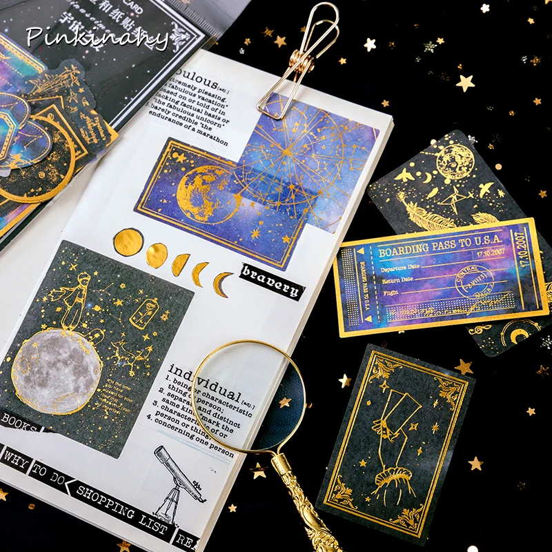 Moon Planet Journal Gold Foil Paper Sticker Decoration Stickers Diy ...