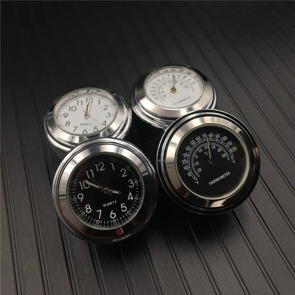 1 Pair Universal 7/8" Chrome Motorcycle Handlebar Mount Quartz Clock ...