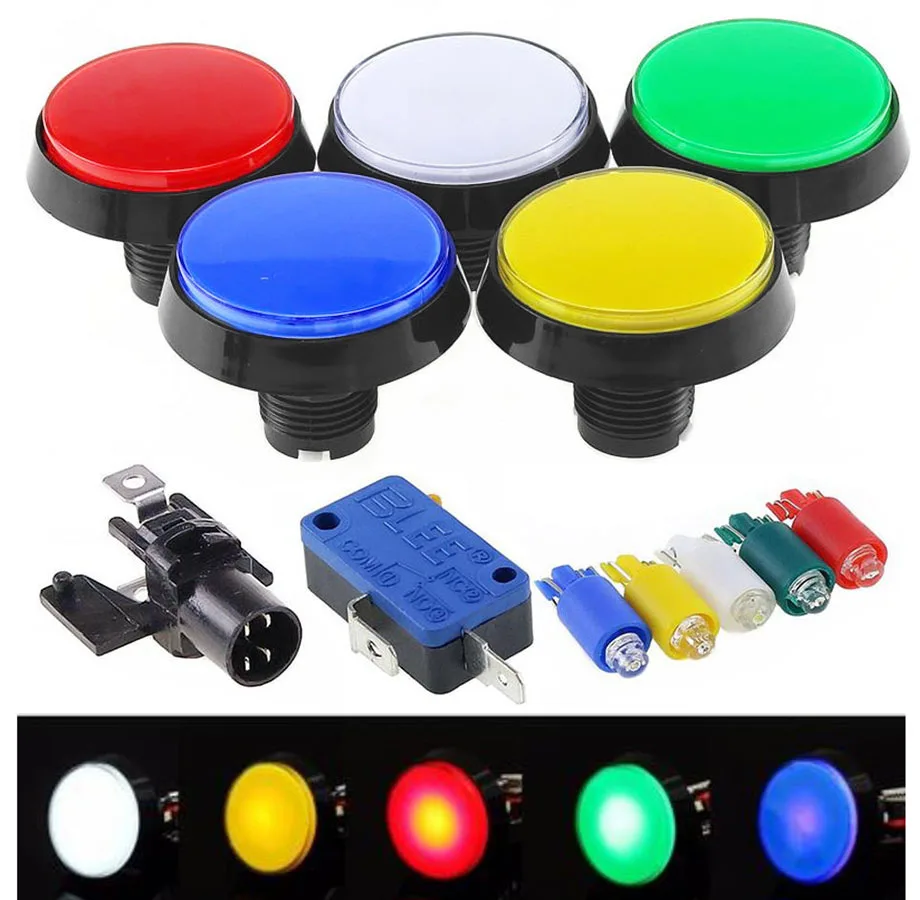 L-mpara-de-luz-LED-de-5-colores-DC12V-60MM-interruptor-de-bot-n-grande ...
