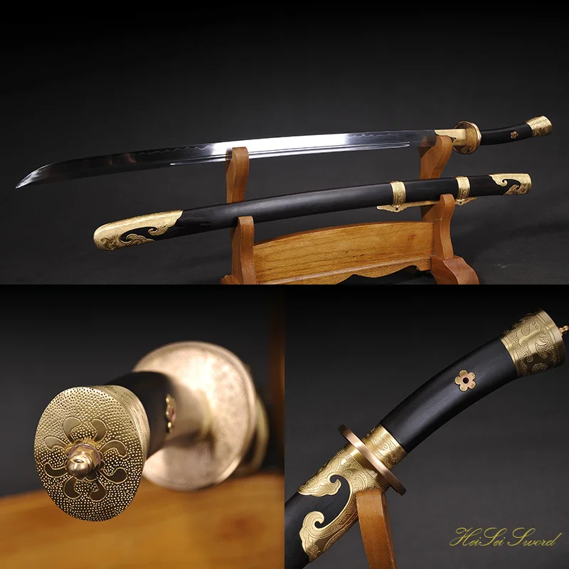 Free Shipping Full Hand Forged Chinese Qing Sword T10 Clay tempered ...