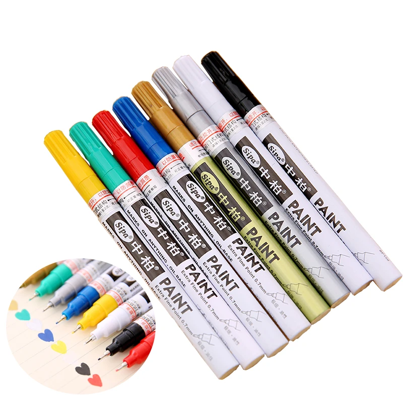 Sipa Oil Based 8 Colors 0.7mm Neelde Pens Extra Fine Point Paint Marker ...
