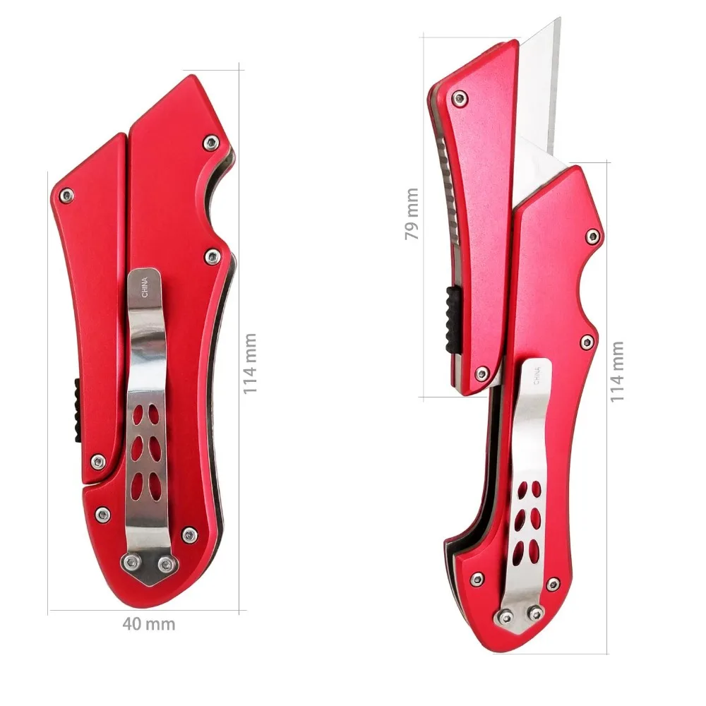 Anodized Aluminum Handle Sliding Lock Box Cutter Pocket Utility Knife ...