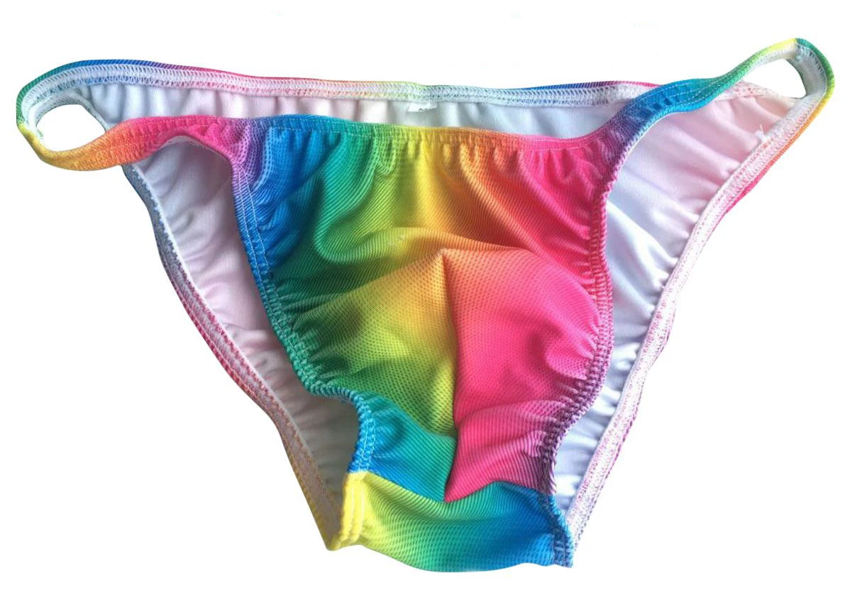 Sexy Underwear Mens Fashion Rainbow Print Breathable Low Waisted U