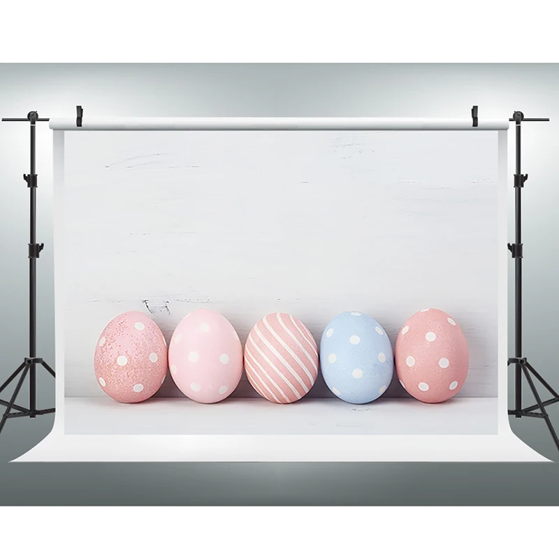 Easter Photography Backdrops Pink Egg Digital Printing Backdrops White ...